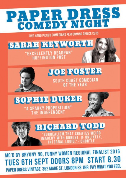 Paper Dress Comedy Night! // Paper Dress Vintage Bar & Boutique, London
